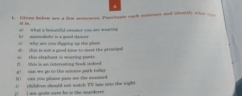 1. Given below are a few sentences. | StudyX