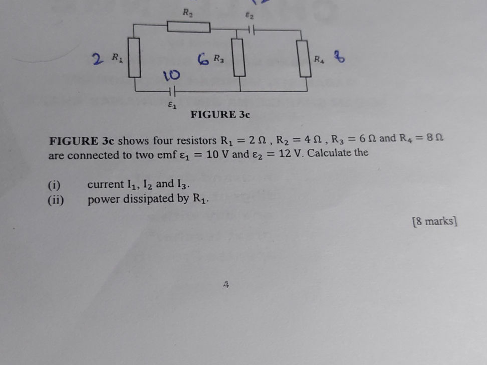 FIGURE 3c shows four resistors $R_1 = 2 ext{ | StudyX