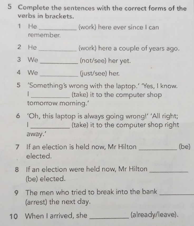 5 Complete the sentences with the correct | StudyX