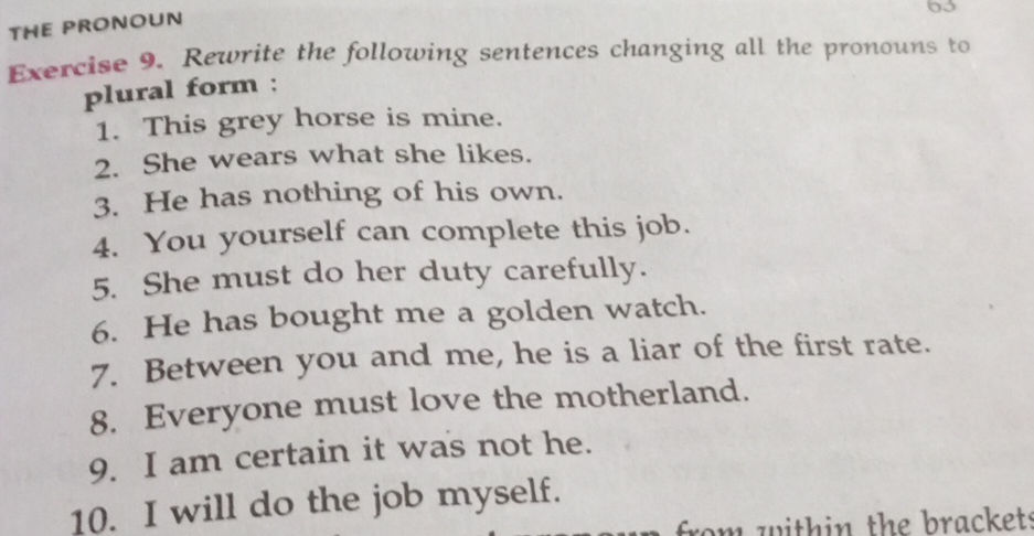 Exercise 9. Rewrite the following sentences | StudyX