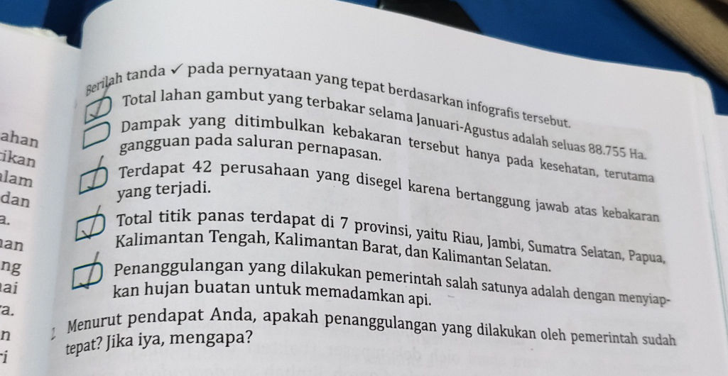 Berilah tanda pada pernyataan yang tepat | StudyX