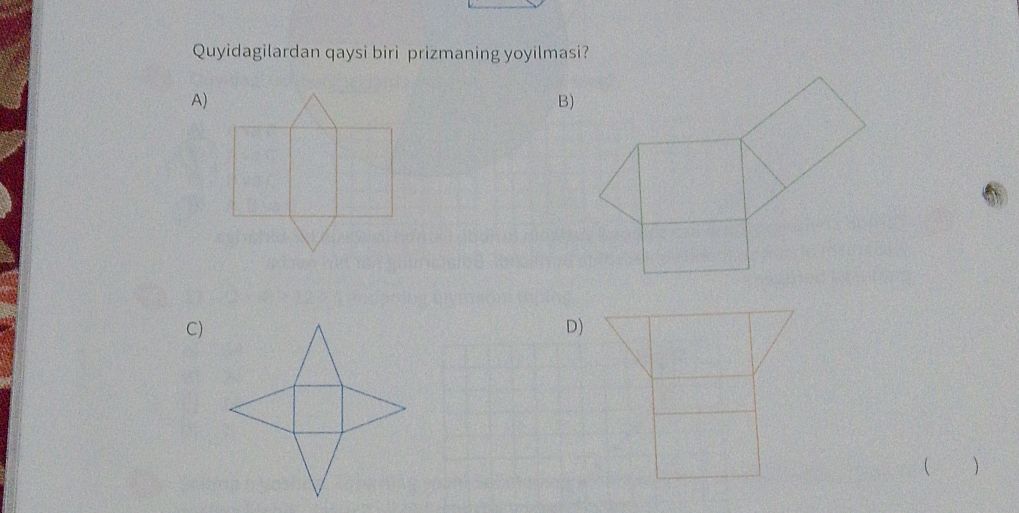 Quyidagilardan qaysi biri prizmaning | StudyX