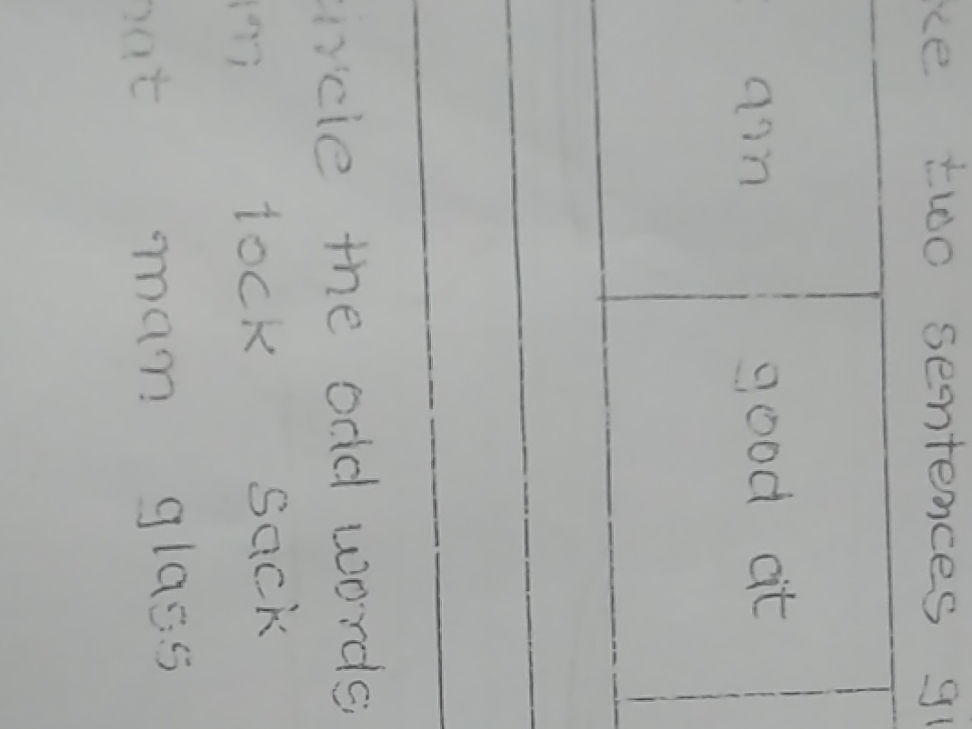 Circle the odd words tock sack man glass | StudyX