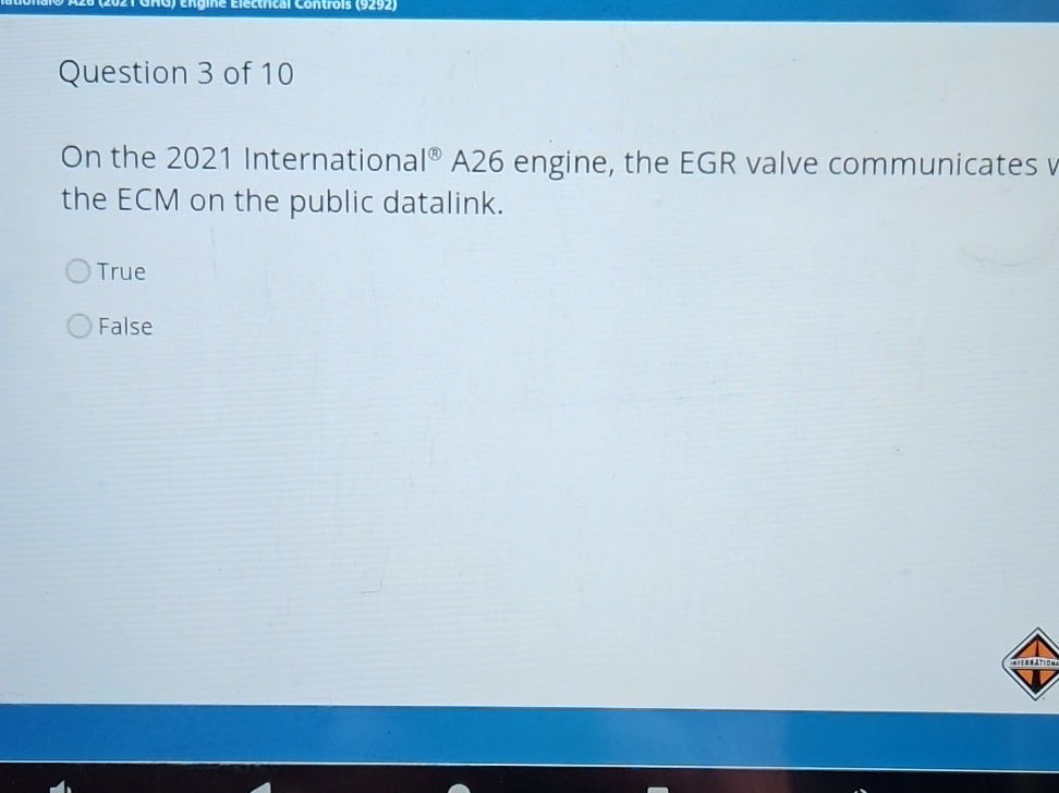 On the 2021 International® A26 engine, the | StudyX