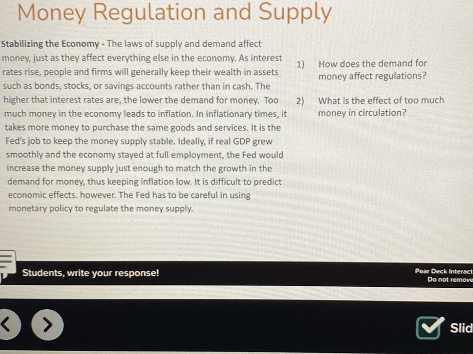 1) How does the demand for money affect | StudyX
