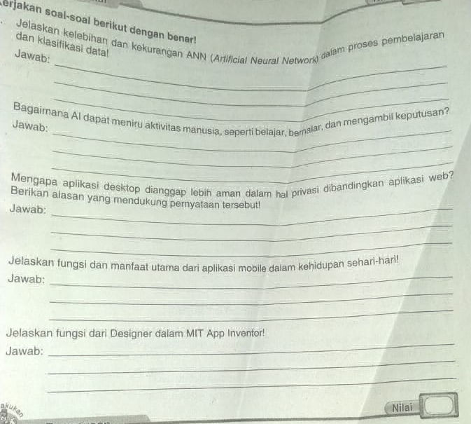 Kerjakan soal-soal berikut dengan benar! 1. | StudyX