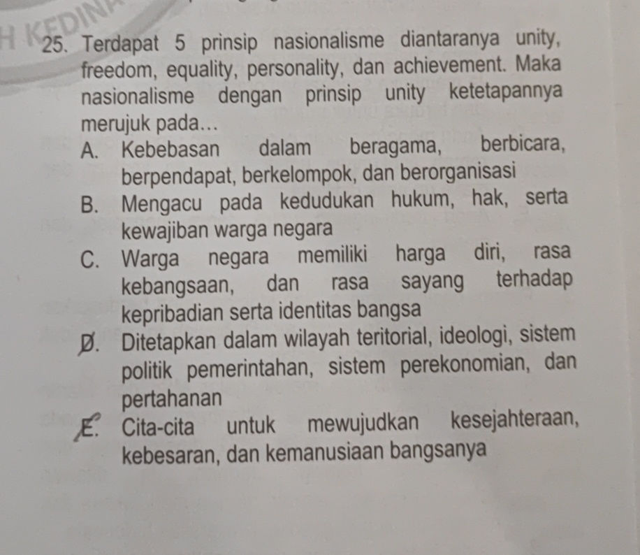 25. Terdapat 5 prinsip nasionalisme | StudyX
