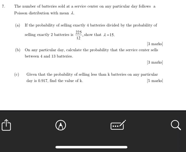 7. The number of batteries sold at a service | StudyX