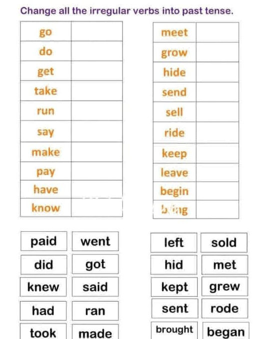 Change all the irregular verbs into past | StudyX