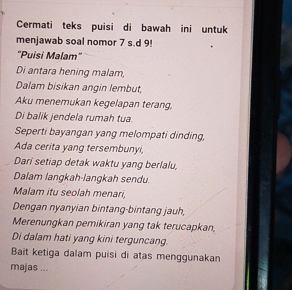Cermati teks puisi di bawah ini untuk | StudyX