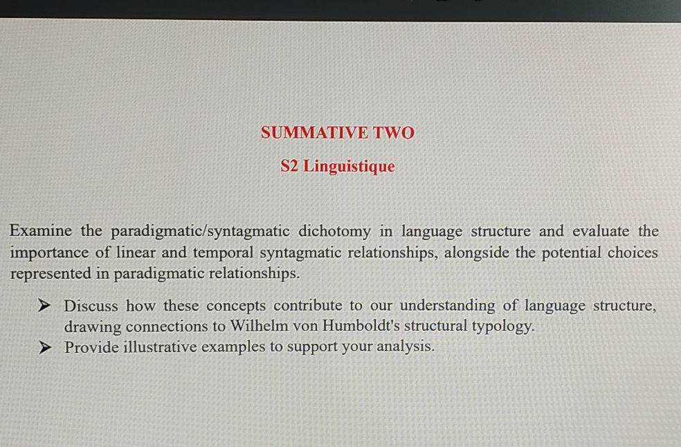 Examine the paradigmatic/syntagmatic | StudyX