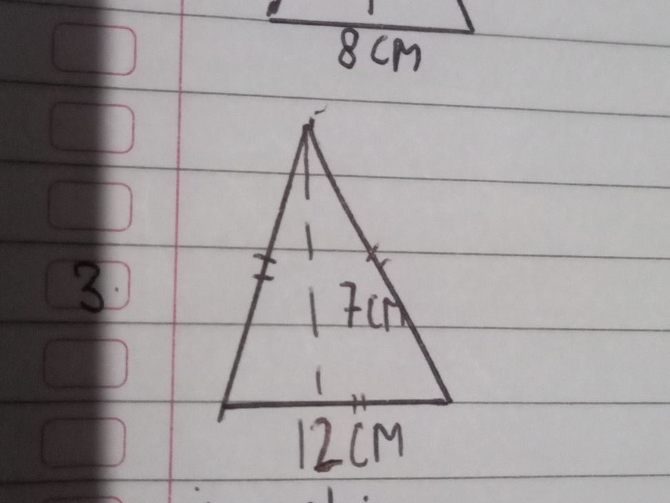 The image shows a triangle with a base of 12 | StudyX