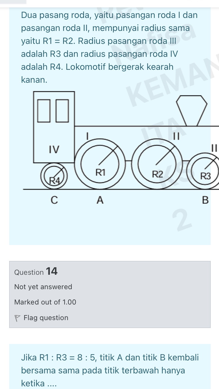 Dua pasang roda, yaitu pasangan roda I dan | StudyX
