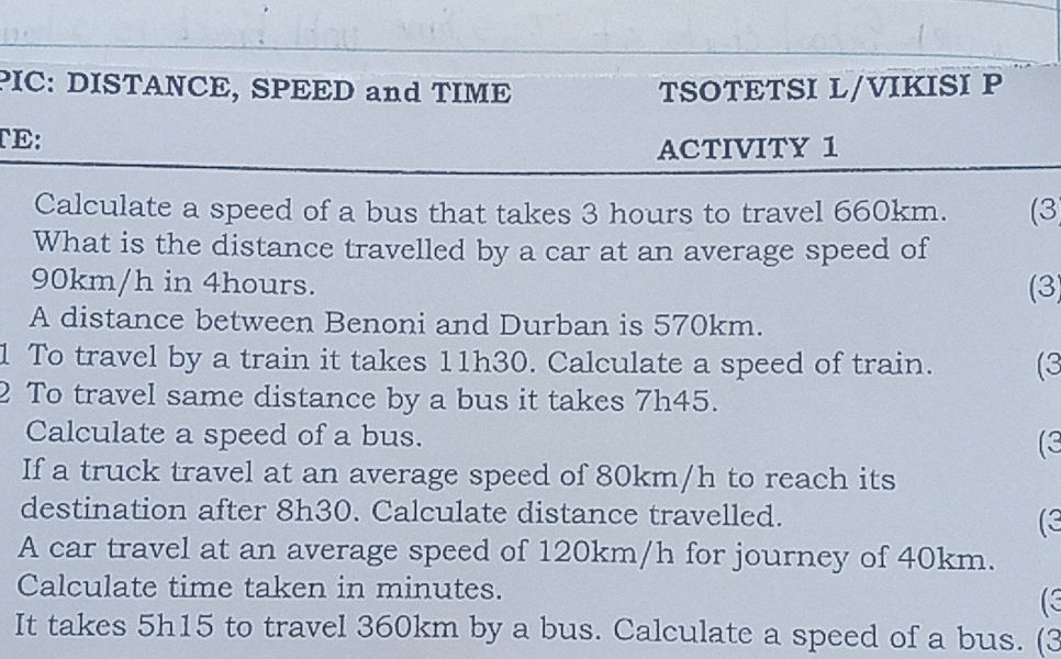 Calculate a speed of a bus that takes 3 | StudyX