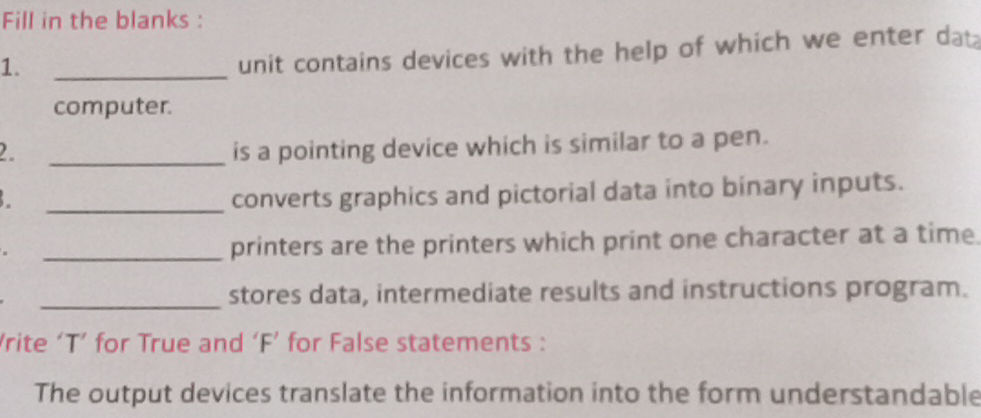 Fill in the blanks: 1. unit contains | StudyX