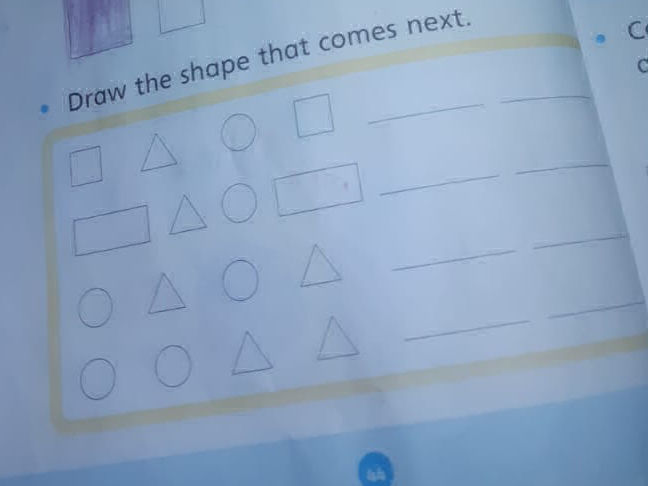 Draw the shape that comes next. Square, | StudyX