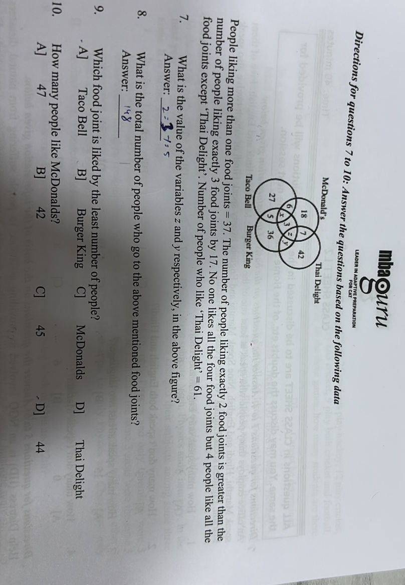 Directions for questions 7 to 10: Answer the | StudyX