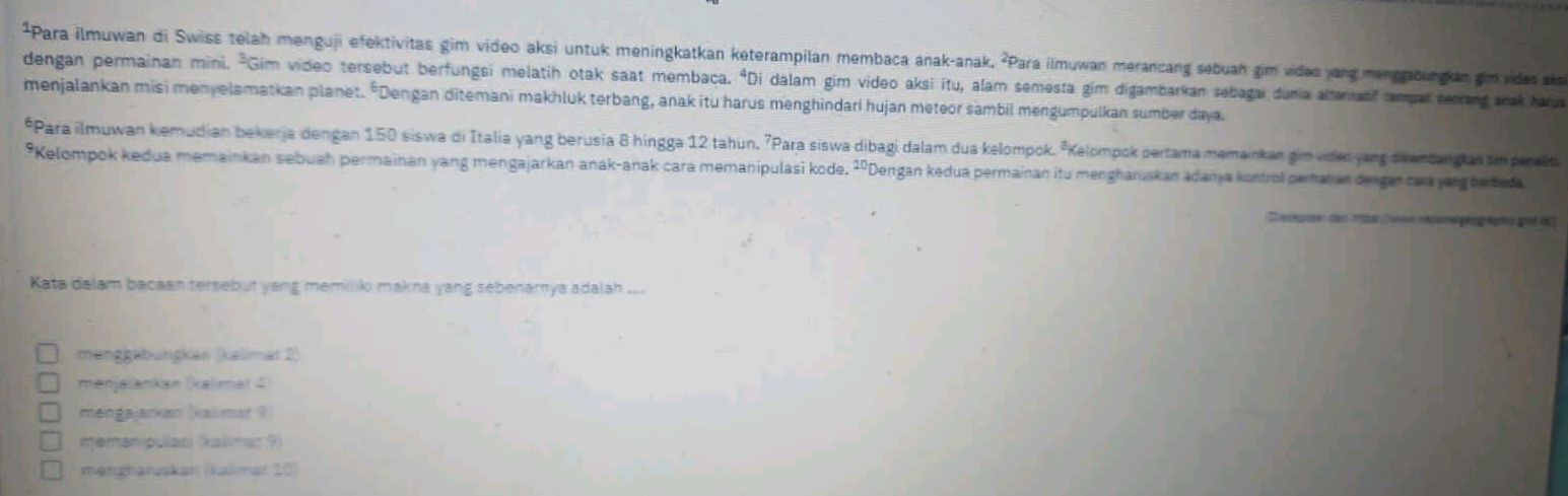 Kata dalam bacaan tersebut yang memiliki | StudyX