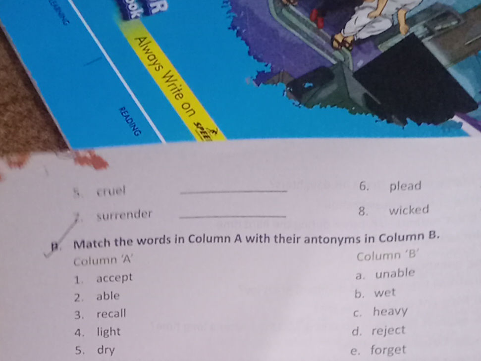 Match the words in Column A with their | StudyX