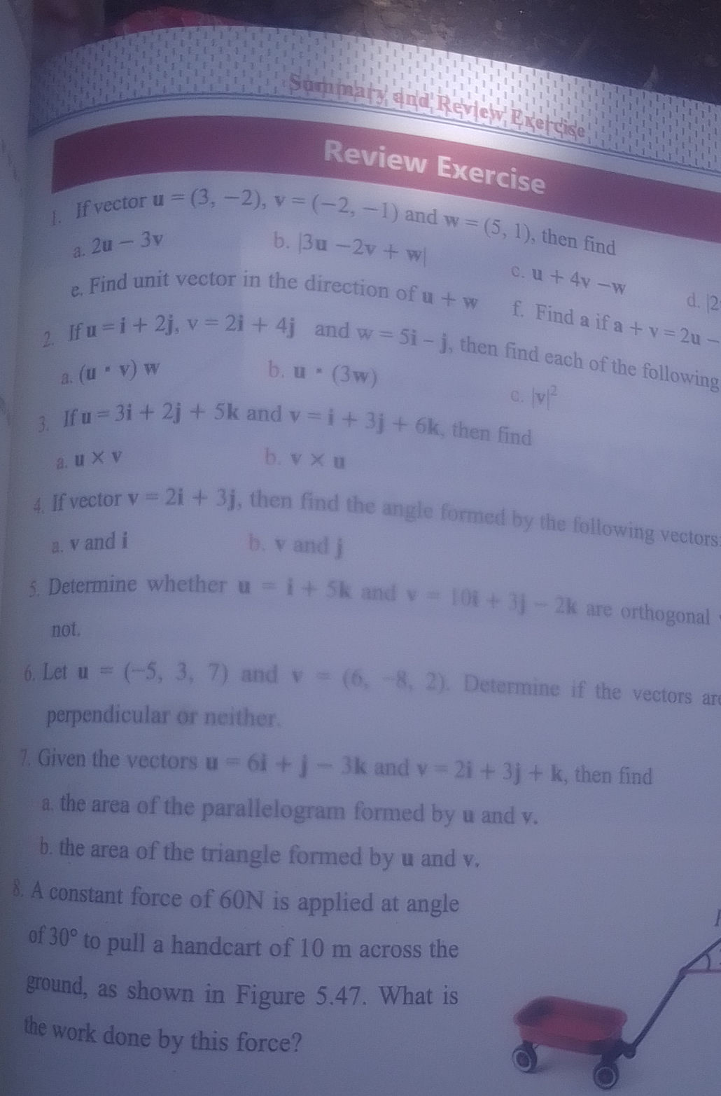 1. If vector u = (3, -2), v = (-2, -1) and w | StudyX
