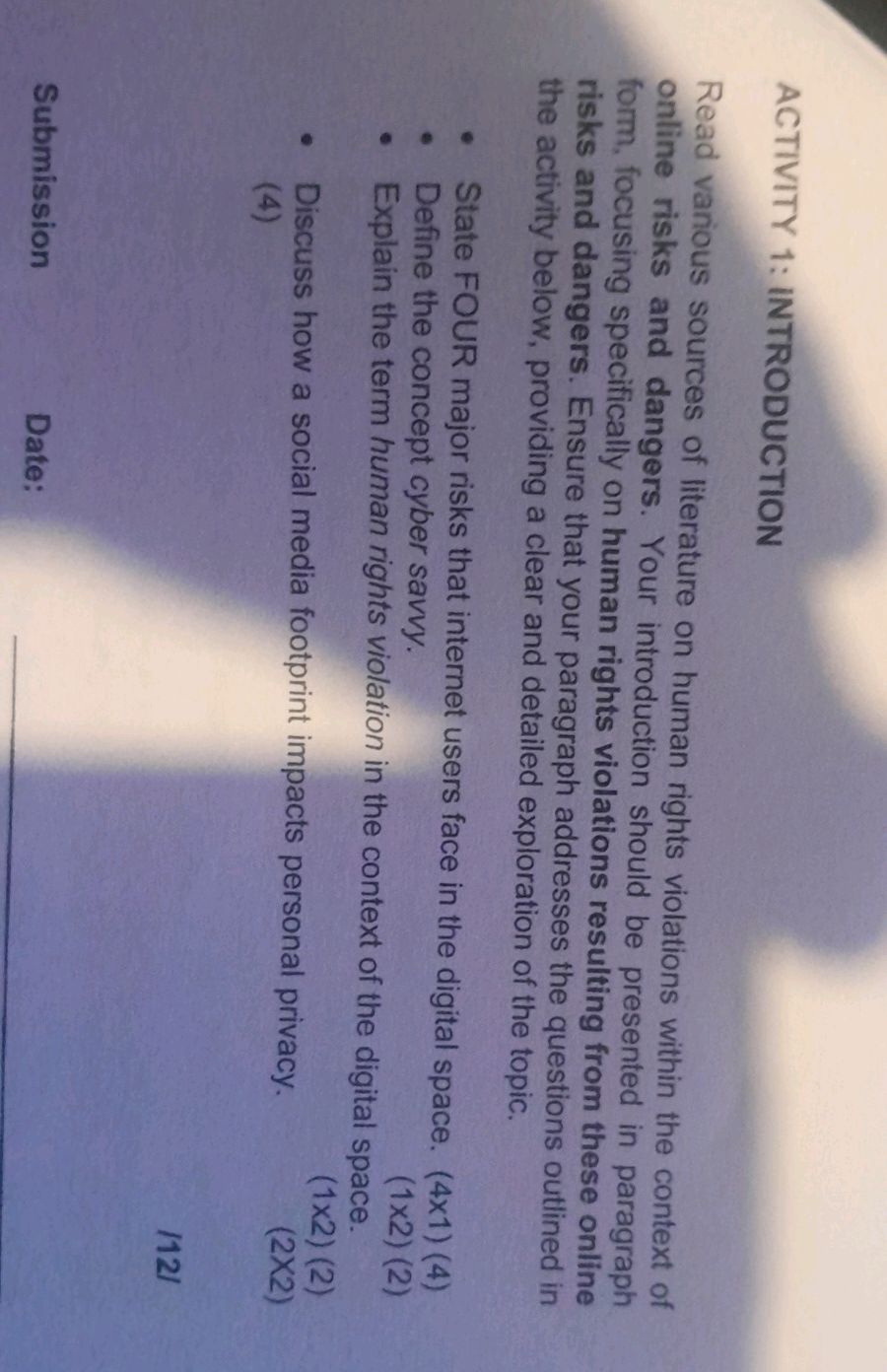 State FOUR major risks that internet users | StudyX