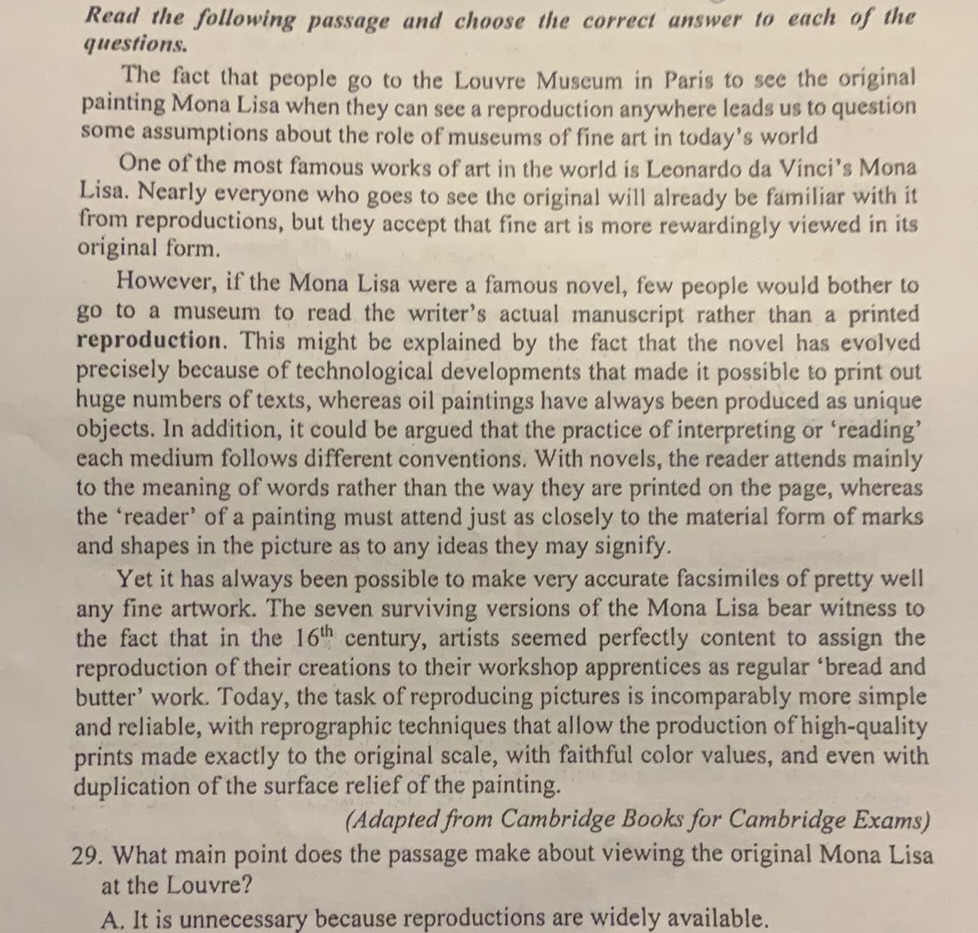 Read the following passage and choose the | StudyX