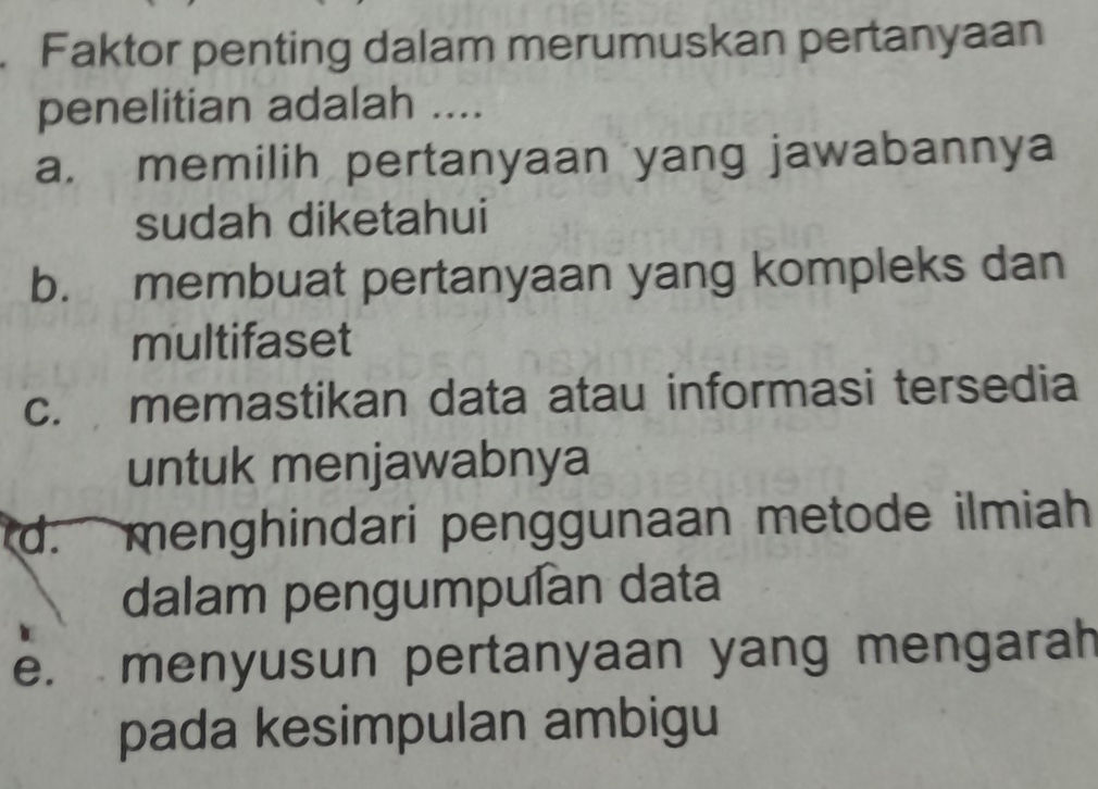 Faktor penting dalam merumuskan pertanyaan | StudyX