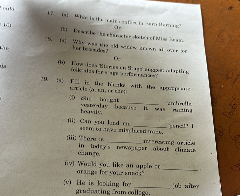 17. (a) What is the main conflict in Barn | StudyX