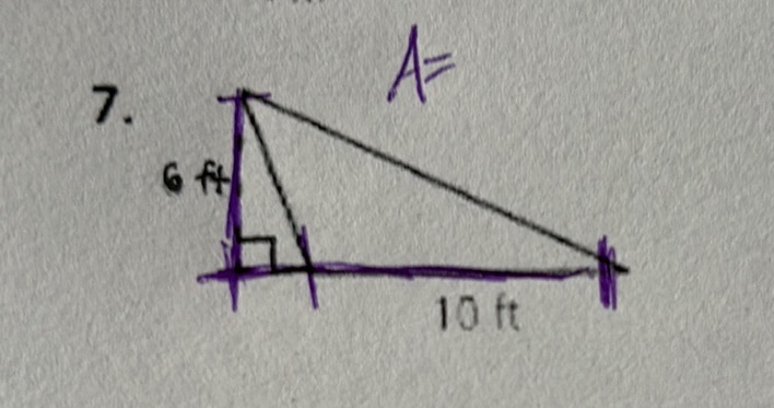 7. $A=$ (Diagram of a triangle with a | StudyX