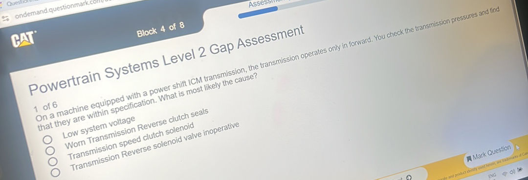 On a machine equipped with a power shift ICM | StudyX