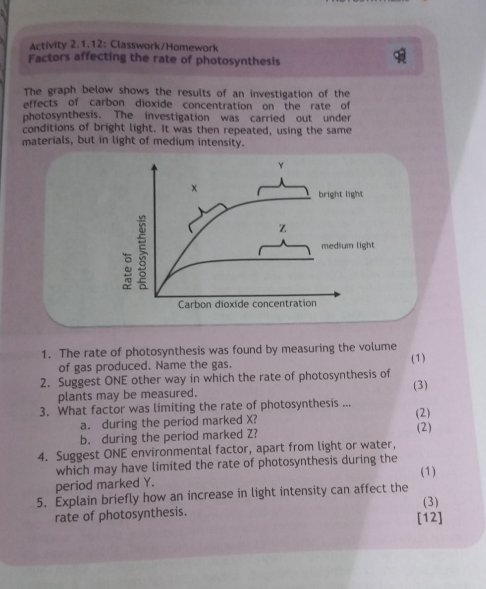 1. The rate of photosynthesis was found by | StudyX