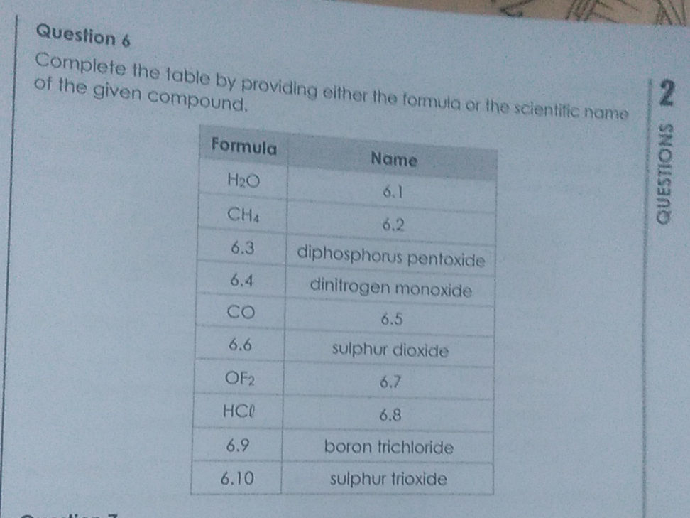 Complete the table by providing either the | StudyX