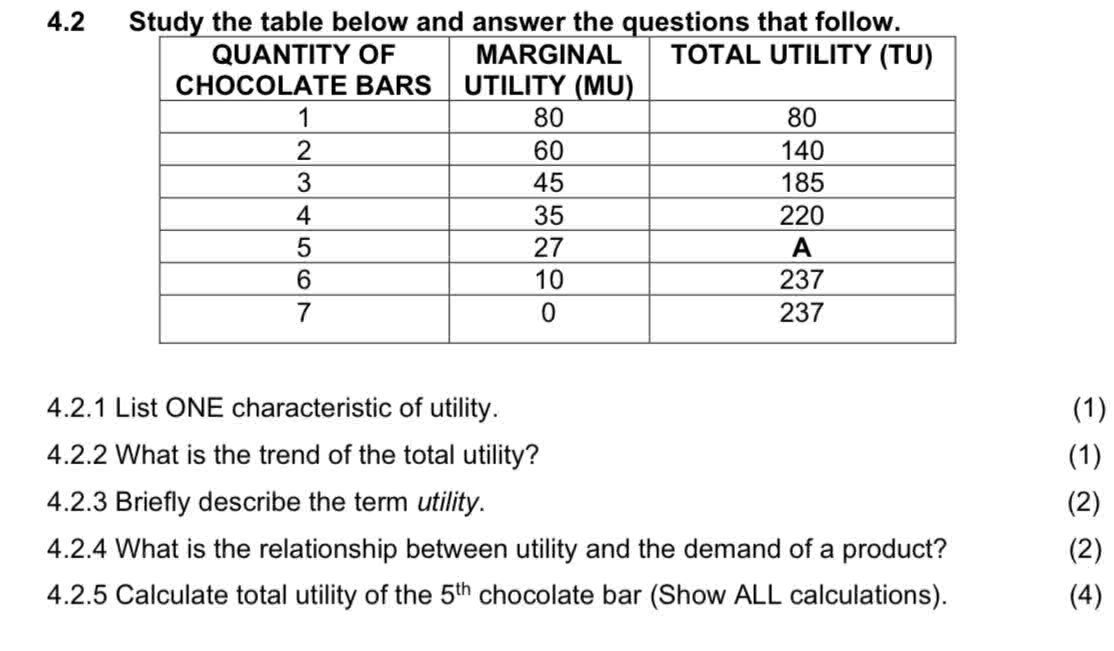 Study the table below and answer the | StudyX
