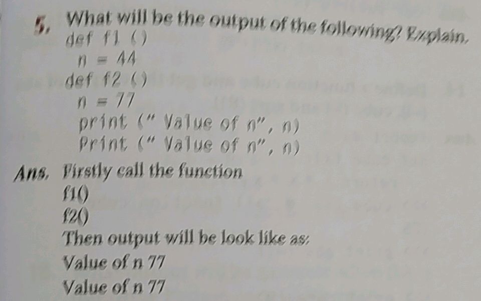 5. What will be the output of the following? | StudyX