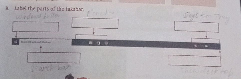 B. Label the parts of the taksbar. windowed | StudyX