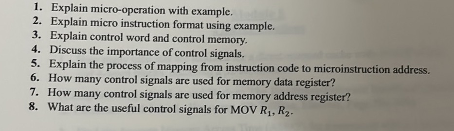 1. Explain micro-operation with example. 2. | StudyX