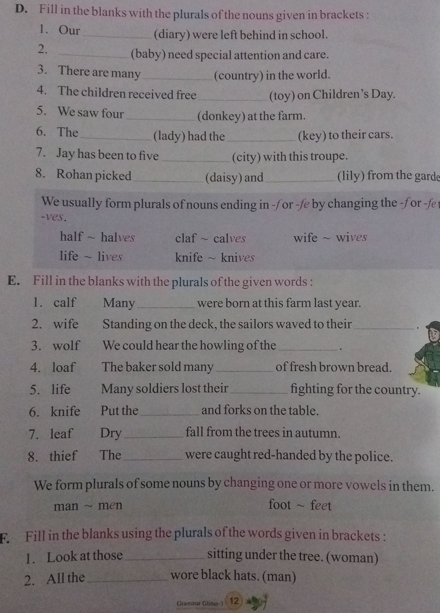 D. Fill in the blanks with the plurals of | StudyX
