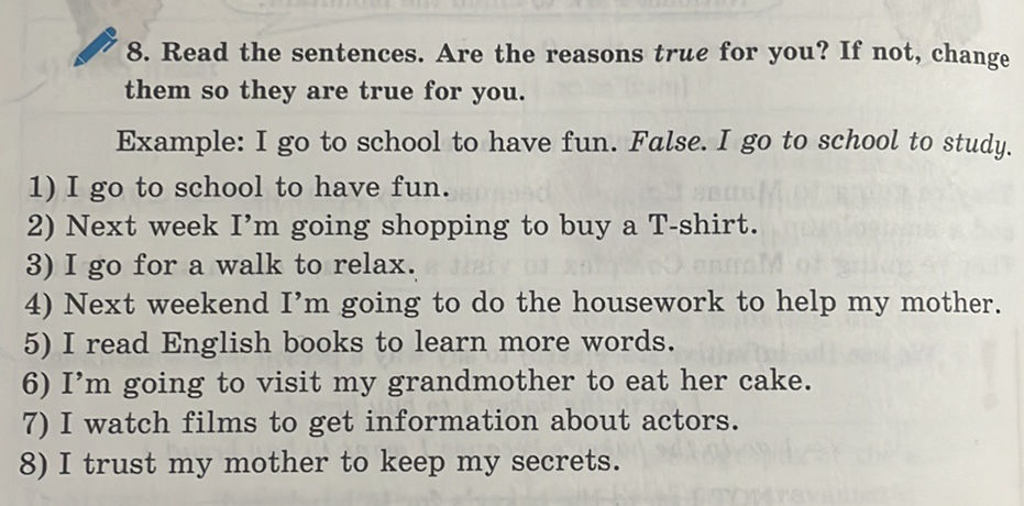 8. Read the sentences. Are the reasons true | StudyX