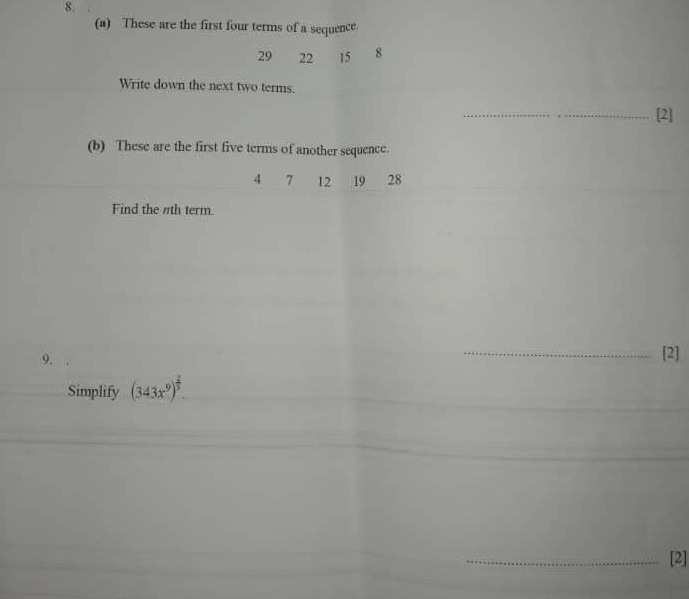 8. (a) These are the first four terms of a | StudyX