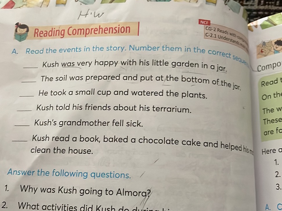 A. Read the events in the story. Number them | StudyX