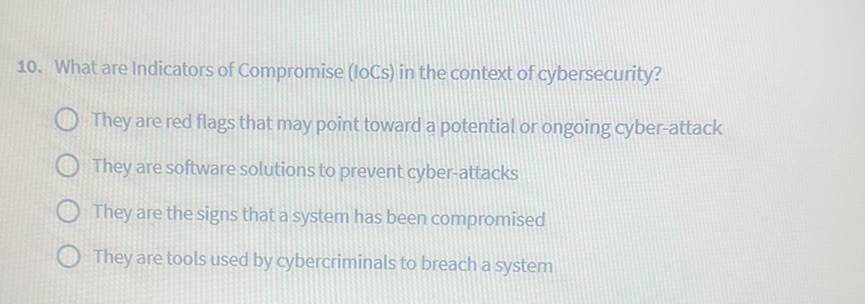 10. What are Indicators of Compromise (IoCs) | StudyX