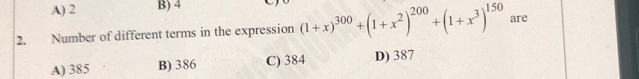 Number of different terms in the expression