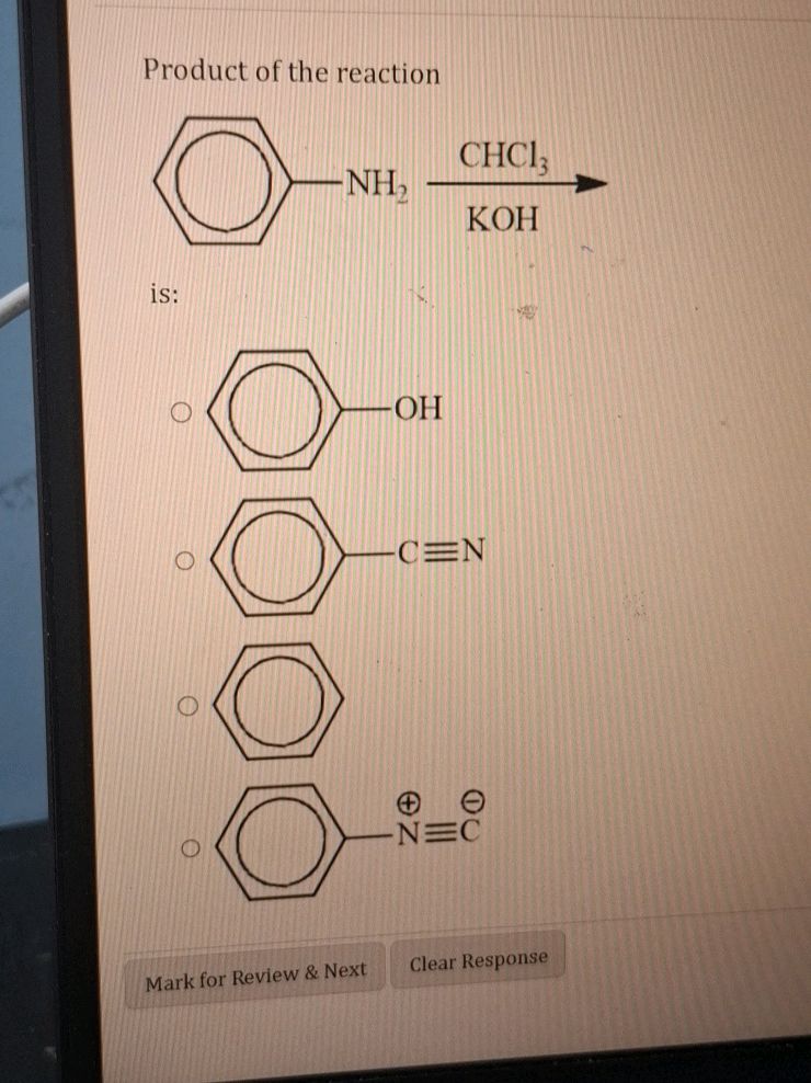 Product of the reaction ${C6H5-NH2 | StudyX