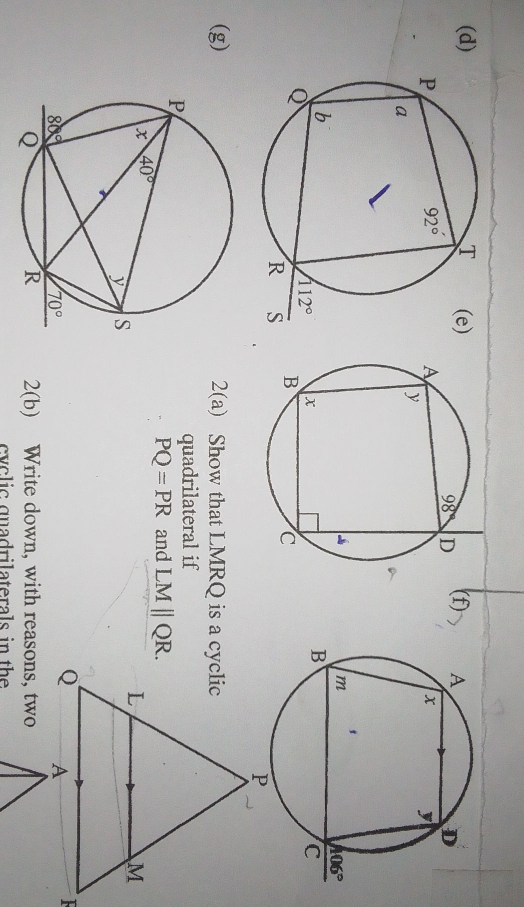 2(a) Show that LMRQ is a cyclic | StudyX