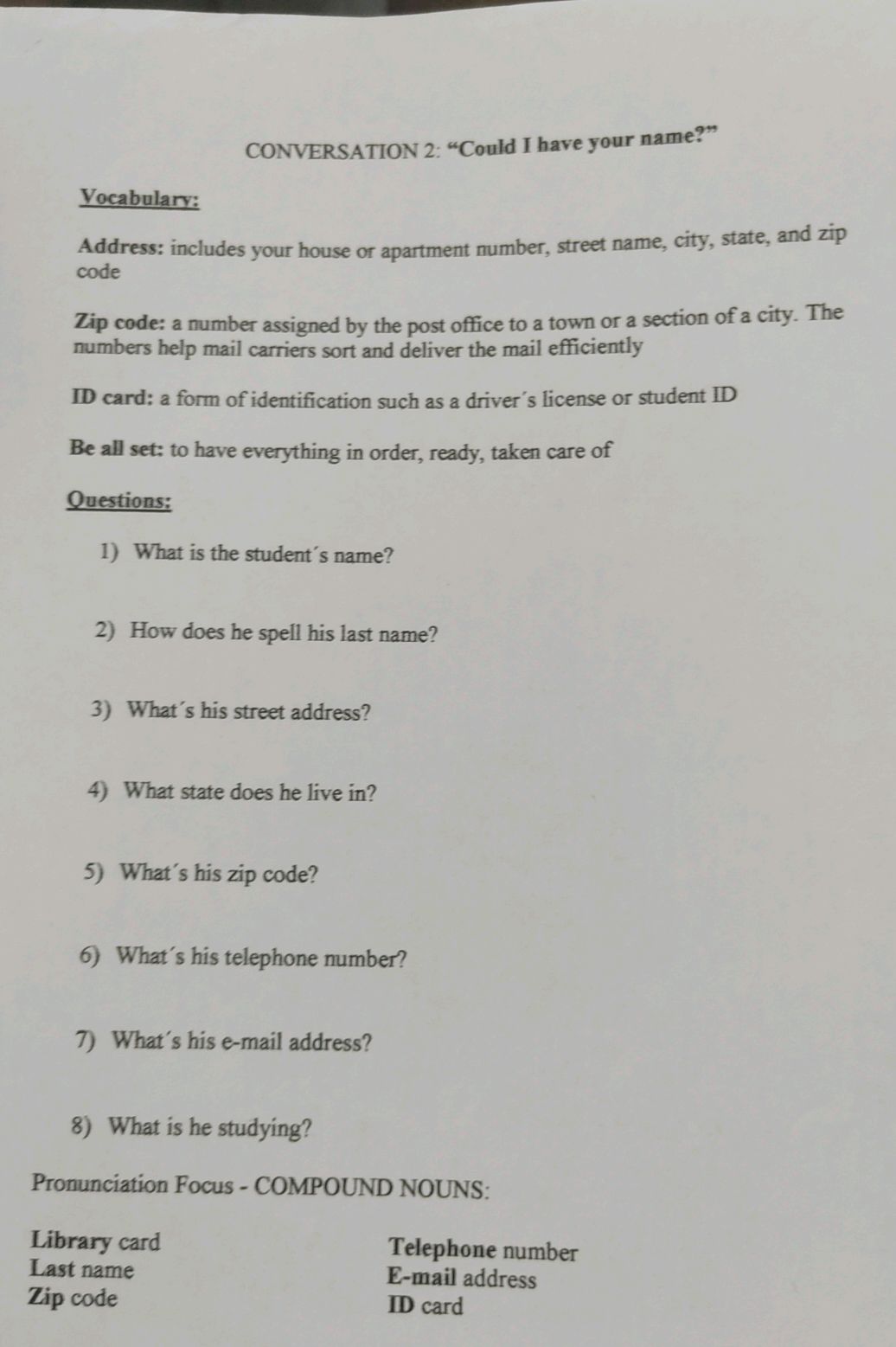 CONVERSATION 2: "Could I have your name?" | StudyX