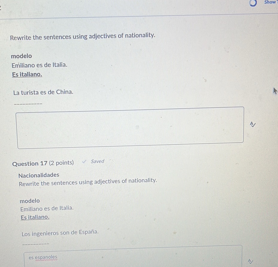 Rewrite the sentences using adjectives of | StudyX