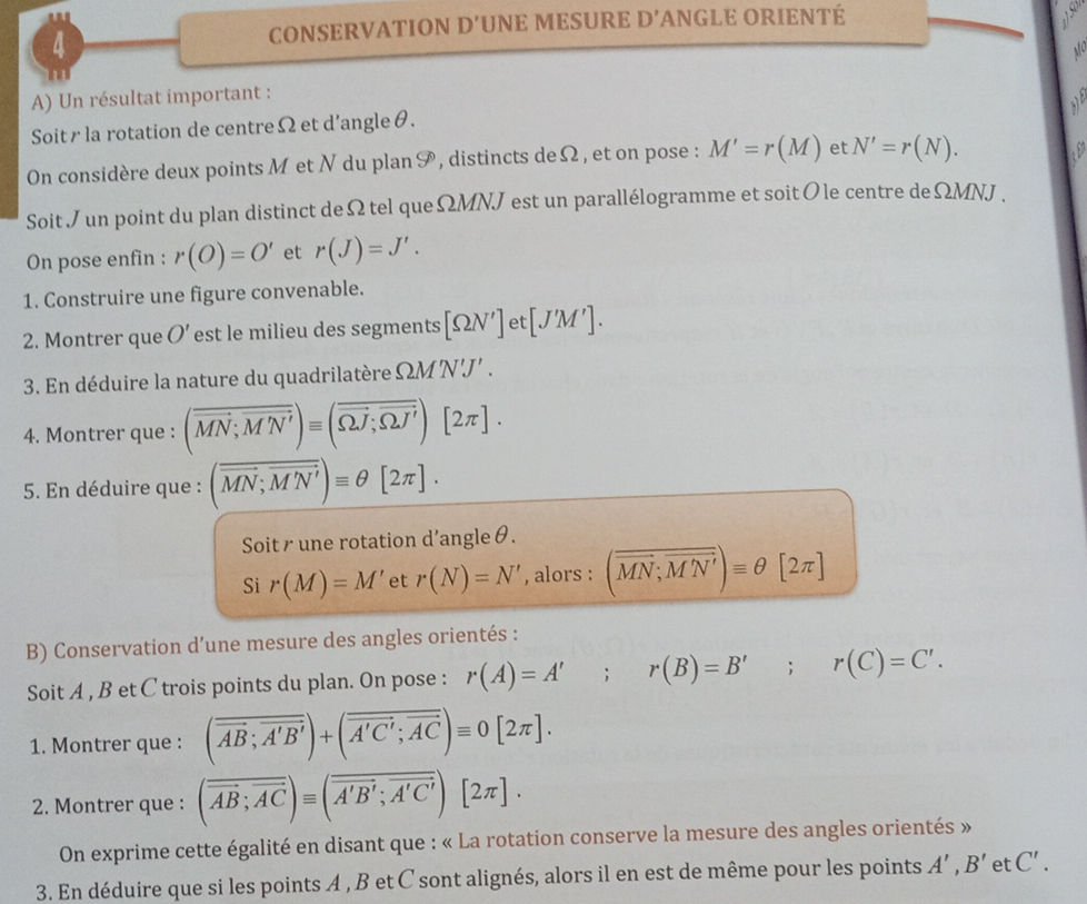 A) Un résultat important: Soit r la rotation | StudyX