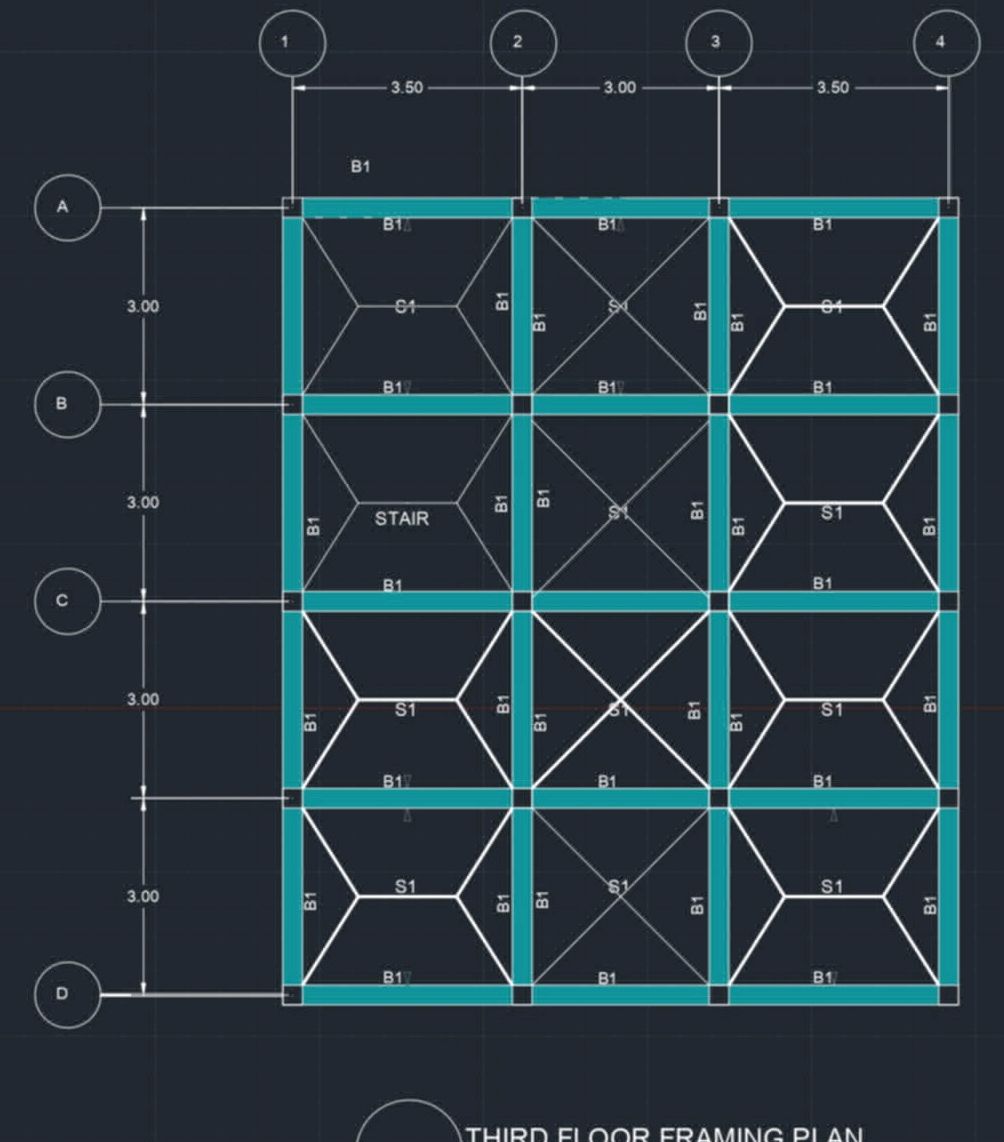 The image shows a structural framing plan | StudyX