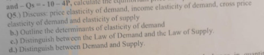Q5.) Discuss: price elasticity of demand, | StudyX
