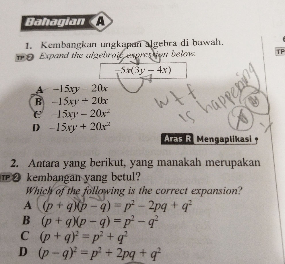 1. Kembangkan ungkapan algebra di bawah. | StudyX